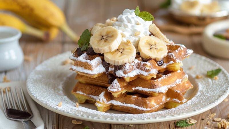 Croffle with Different Sweet Topping Banana . Generative Ai Stock ...