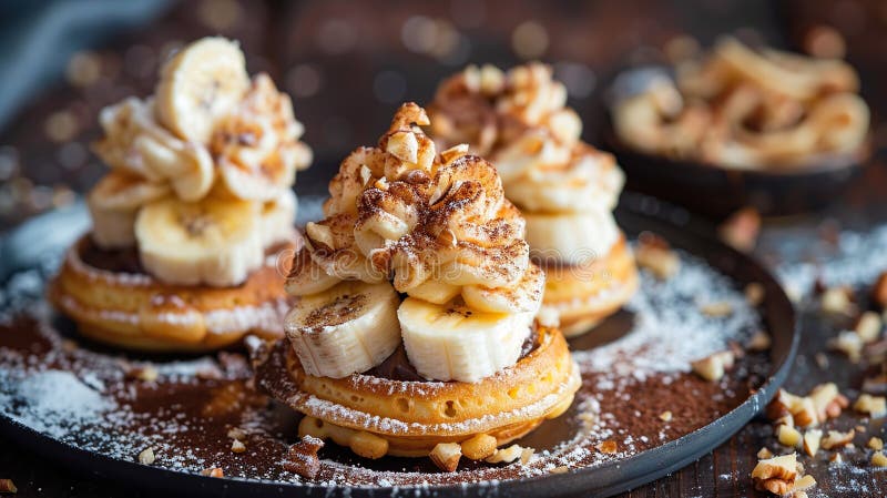 Croffle with Different Sweet Topping Banana . Generative Ai Stock ...