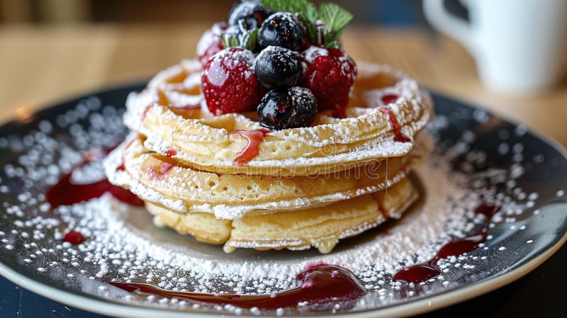 Croffle with Different Sweet Topping Blueberry. Generative Ai Stock ...