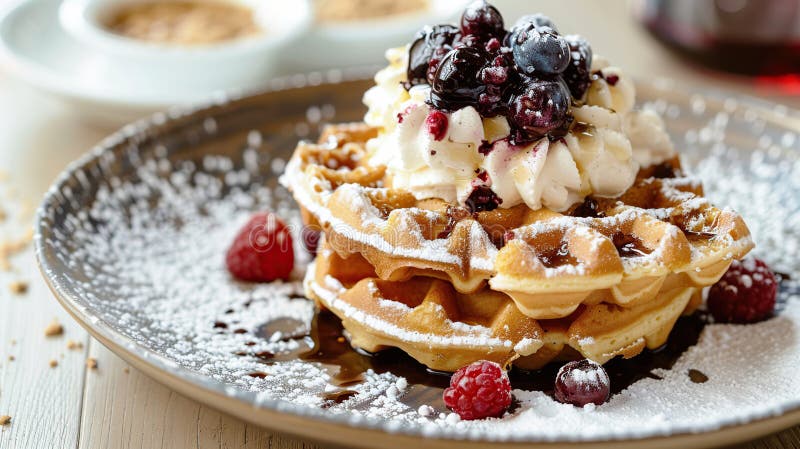 Croffle with Different Sweet Topping Blueberry. Generative Ai Stock ...