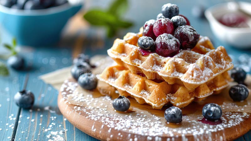 Croffle with Different Sweet Topping Blueberry. Generative Ai Stock ...