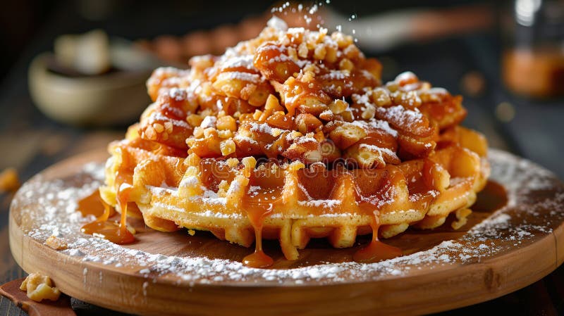 Croffle with Different Sweet Topping Caramel . Generative Ai Stock ...