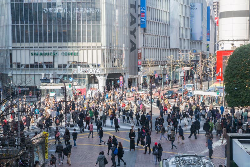 Passage Piéton De Shibuya, Tokyo, Foule De Personnes Affairées ...