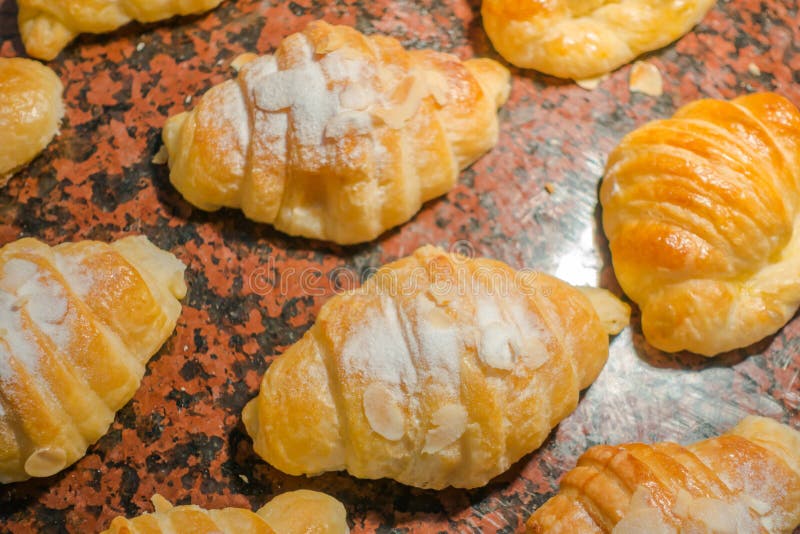 Croissant Bread on Table in Buffet . Stock Photo - Image of buffet ...