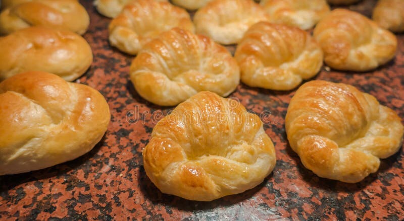 Croissant Bread on Table in Buffet . Stock Photo - Image of lunch ...