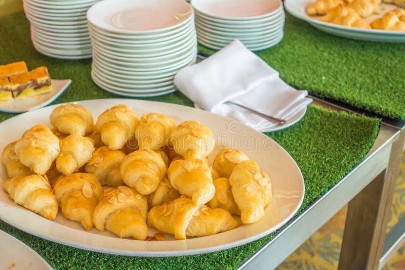 Croissant Bread on Table in Buffet . Stock Photo - Image of banquet ...
