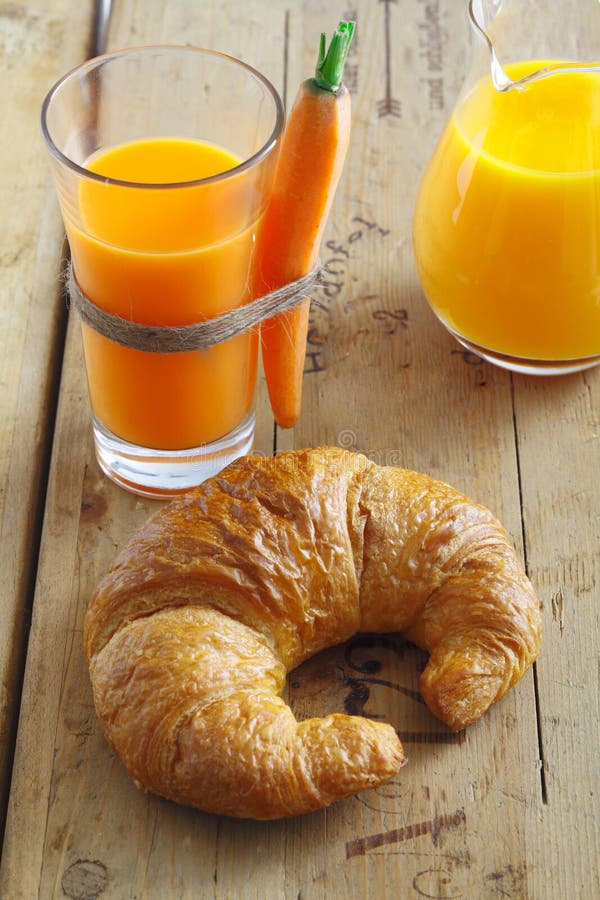 Croissant and Carrot Juice Snack Stock Image - Image of french ...