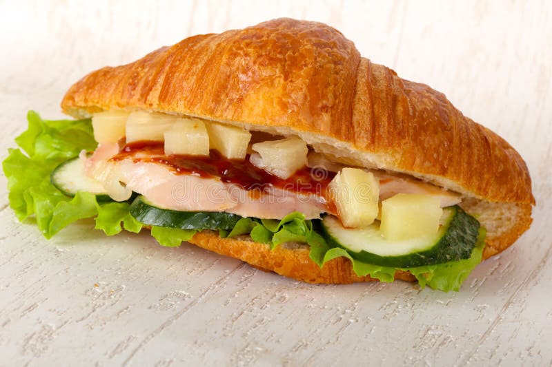 Croissant with chicken stock image. Image of roll, butter - 109426995