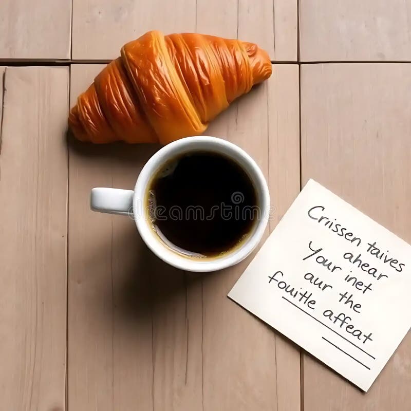 Croissant Coffee Note Breakfast Table Setting Stock Illustration ...