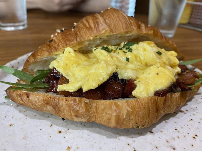 Croissant with Crispy Maple Syrup Stock Photo - Image of dessert ...