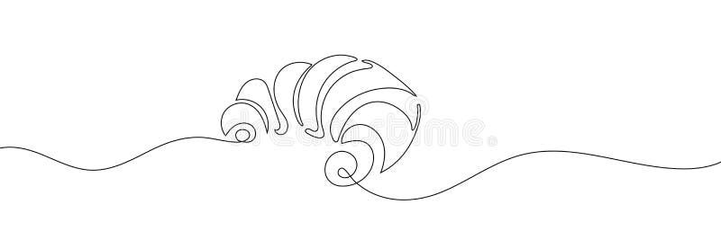 Croissant Drawn in One Line on a White Background. Stock Vector ...
