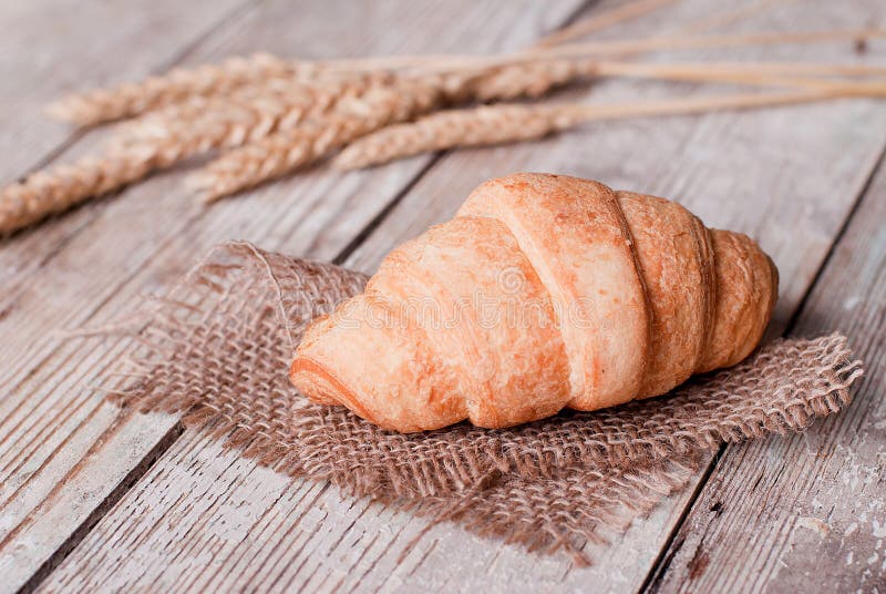 Croissant with Ears on the Table Stock Photo - Image of morning, loaf ...
