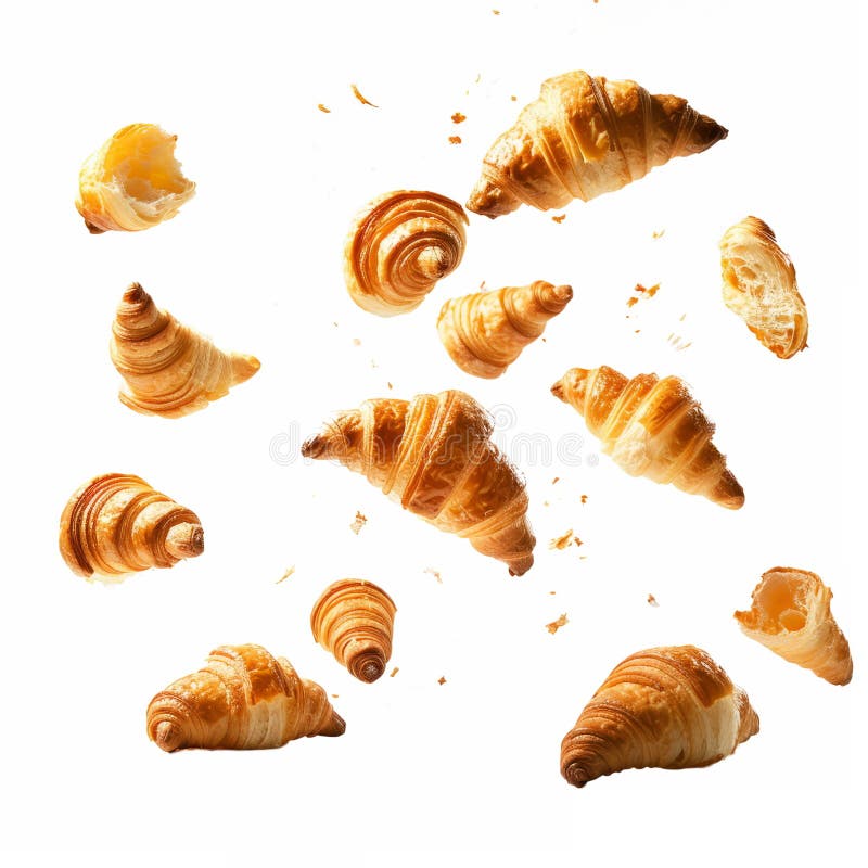Croissant Falling at Different Angles, Creating a Sense of Movement and ...