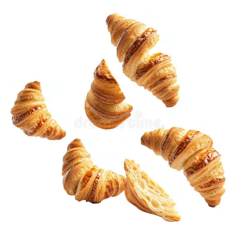 Croissant Falling at Different Angles, Creating a Sense of Movement and ...