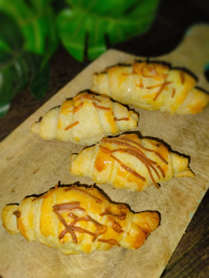 Croissant Filled with Crunchy Cheese and Chocolate Topping Stock Image ...