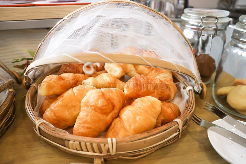 Croissant , French Croissant or French Bread in the Tray Stock Photo ...