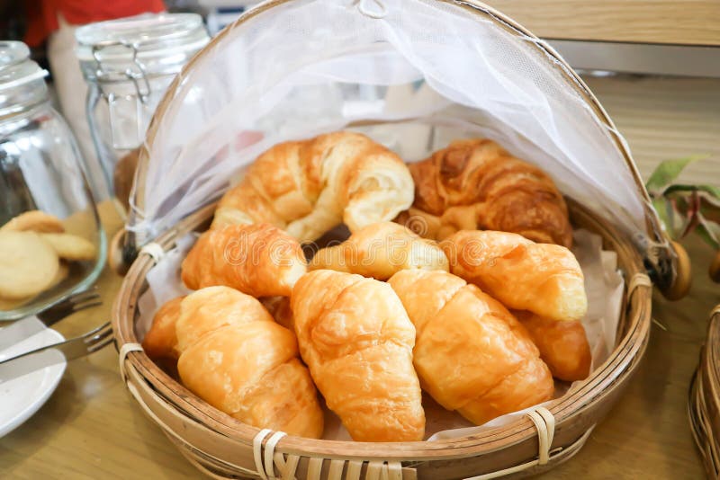 Croissant , French Croissant or French Bread in the Tray Stock Photo ...