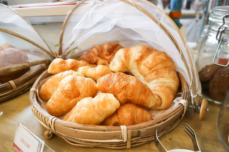 Croissant , French Croissant or French Bread in the Tray Stock Image ...