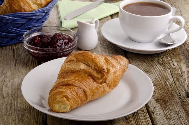 Croissant, a French Breakfast on a Plate Stock Image - Image of crust ...