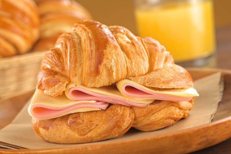 Croissant with Ham and Cheese Stock Image - Image of european, pastry ...