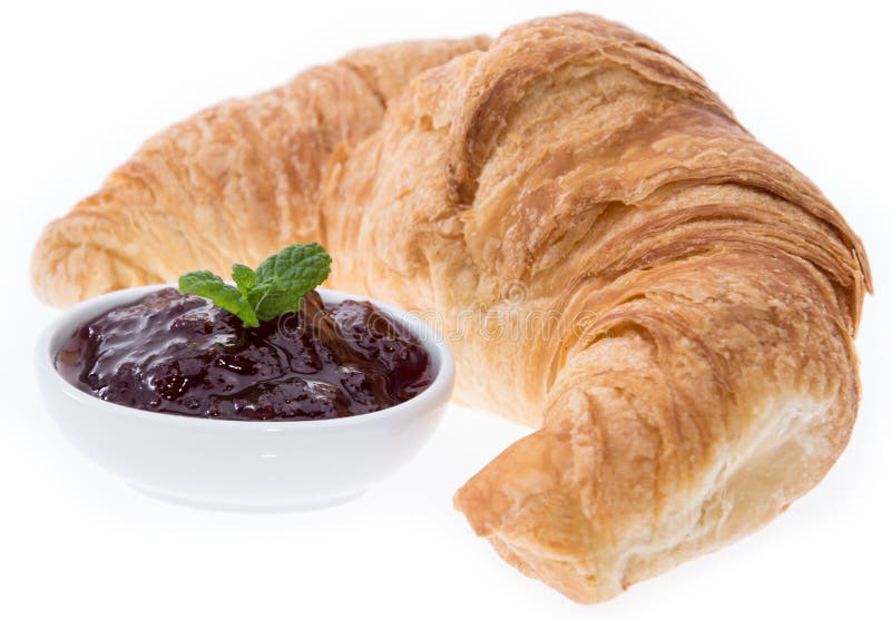 Croissant with Jam on White Stock Photo - Image of marmalade, breakfast ...