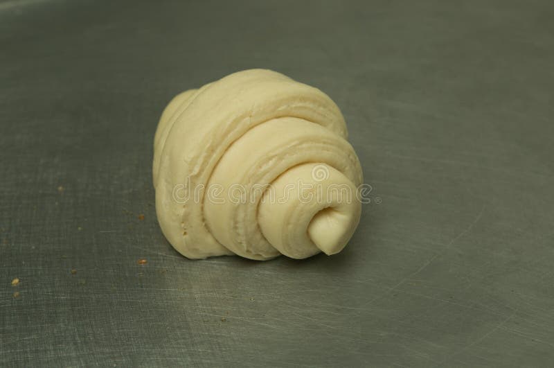Croissant Making Process. Croissants Ready To Bake are on the Table ...