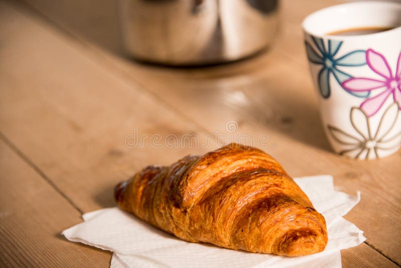 Croissant and Mug of Coffee Stock Image - Image of coffee, table: 45639723