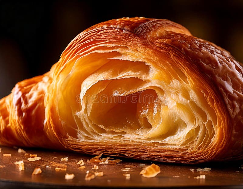 A Croissant is Opened Up and Has a Hole in the Middle Stock Image ...