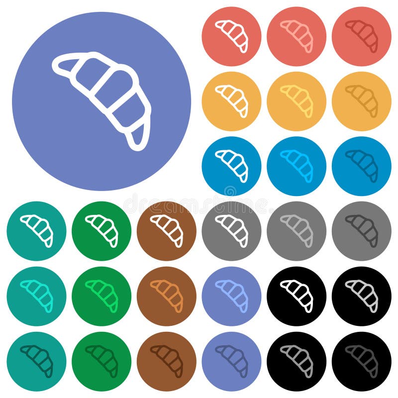 Croissant Outline Round Flat Multi Colored Icons Stock Vector - Illustration of lightmeal ...
