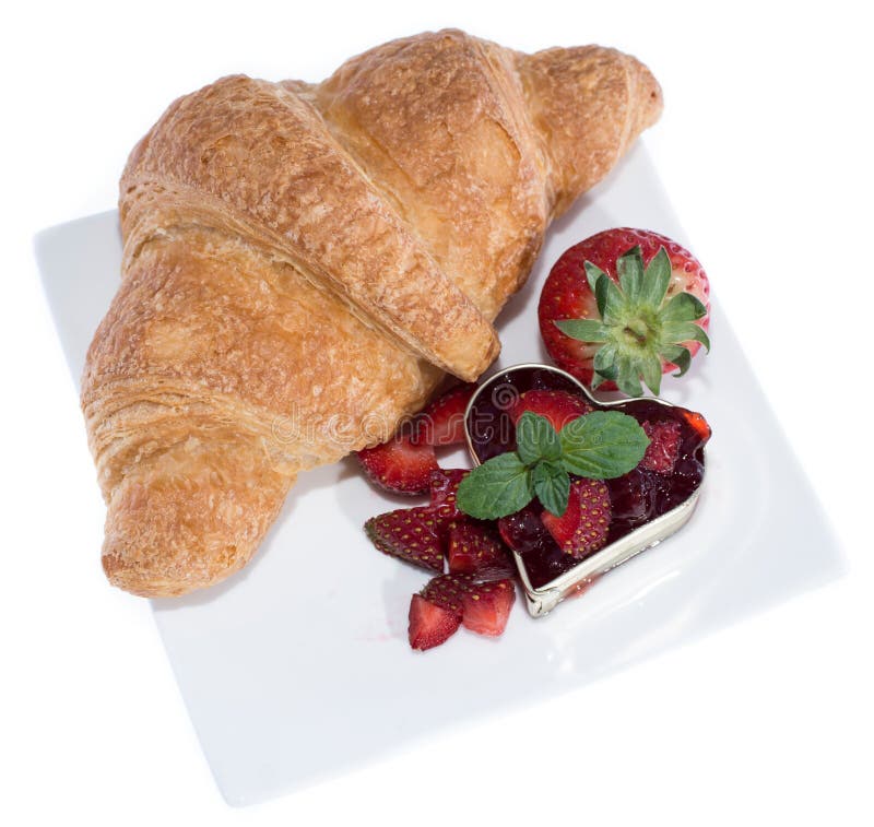 Croissant on a Plate with Jam Stock Photo - Image of pastry, closeup ...