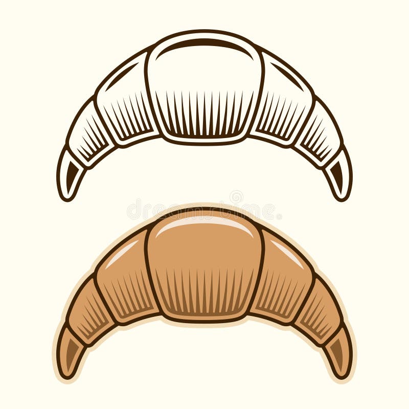 Croissant Set of Vector Graphic Objects or Design Elements in Two ...