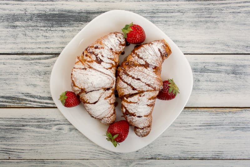 Croissant with Strawberries Stock Photo - Image of tasty, bakery: 93815412