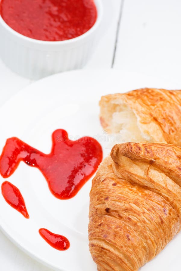 Croissant and Strawberry Jam Stock Photo - Image of white, pastry: 29226630
