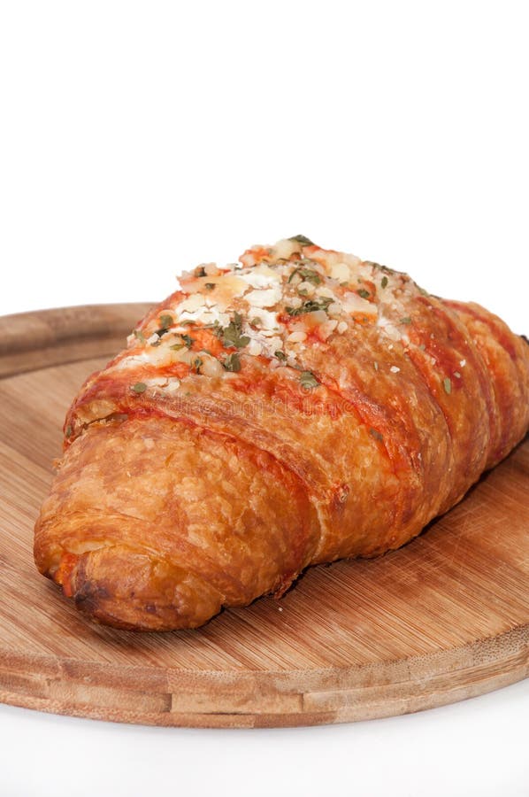 Croissant Stuffed with Pizza Contents Stock Image - Image of pastry ...