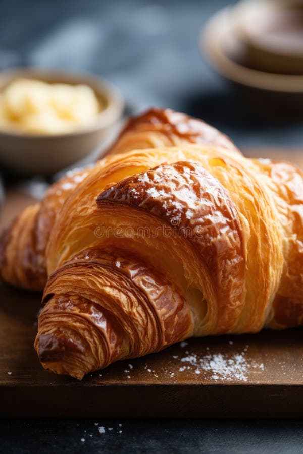 A croissant on a table stock illustration. Illustration of baker ...