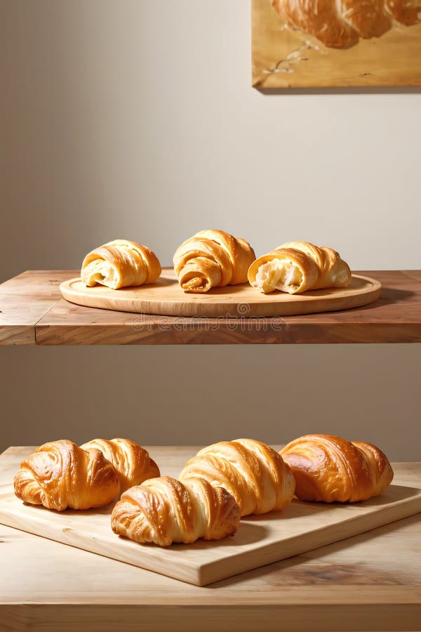 Croissant on Table Generative AI Stock Illustration - Illustration of ...