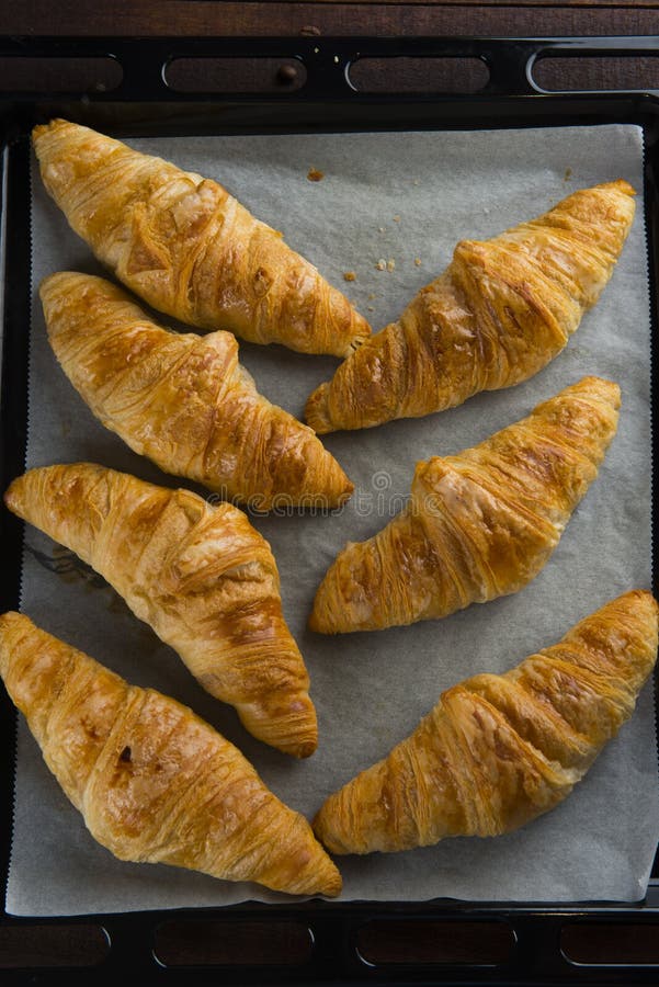 Croissant top view stock image. Image of crumbs, baked - 112204359