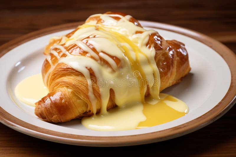 Croissant with Vanilla Custard Stock Illustration - Illustration of ...