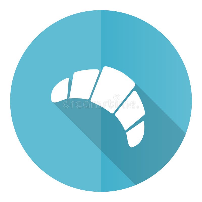 Croissant Vector Icon, Flat Design Blue Round Web Button Isolated on ...