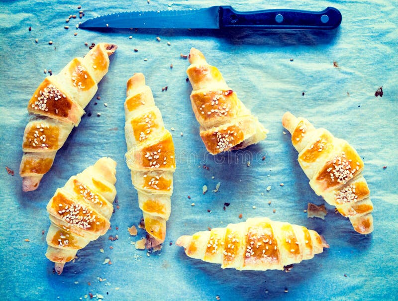 Croissants from above stock image. Image of group, groceries - 40837453