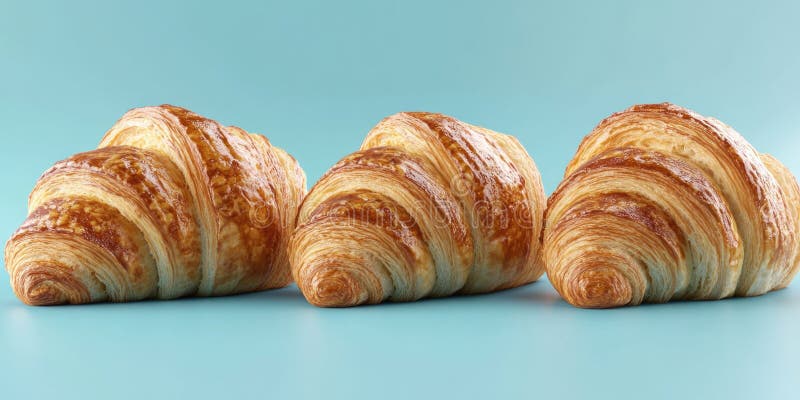 Croissants on Blue Background Stock Image - Image of treats, meal ...
