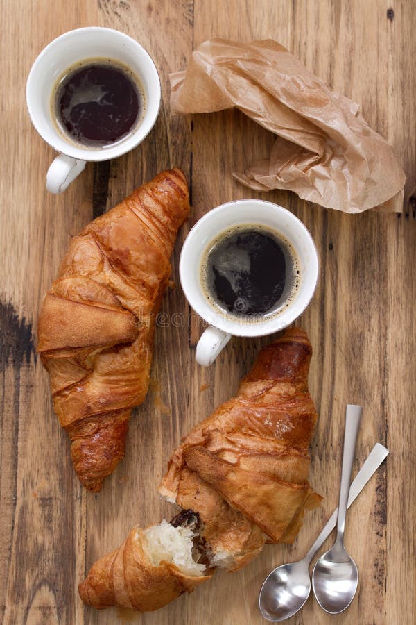Croissants with cups stock photo. Image of healthy, croissants - 52690502
