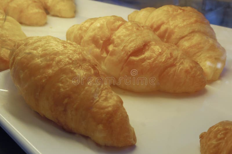 Croissants Display in the Bakery Shop Stock Image - Image of food ...