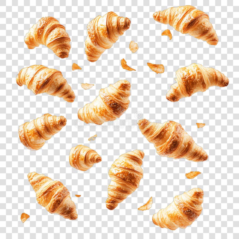 Croissants Fresh Falling in the Air Stock Image - Illustration of hand ...