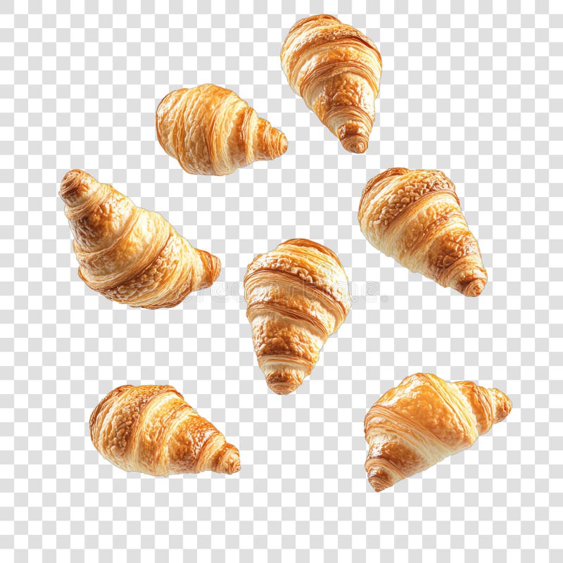 Croissants Fresh Falling in the Air Stock Photo - Illustration of ...