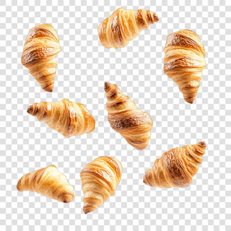Croissants Fresh Falling in the Air Stock Photo - Illustration of ...