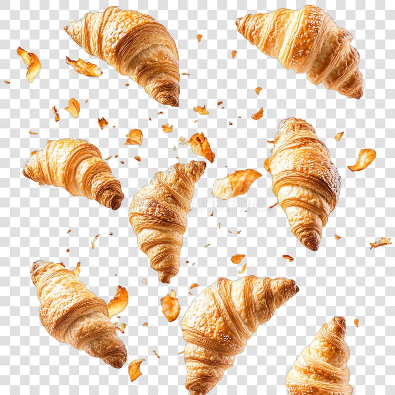 Croissants Fresh Falling in the Air Stock Image - Illustration of ...