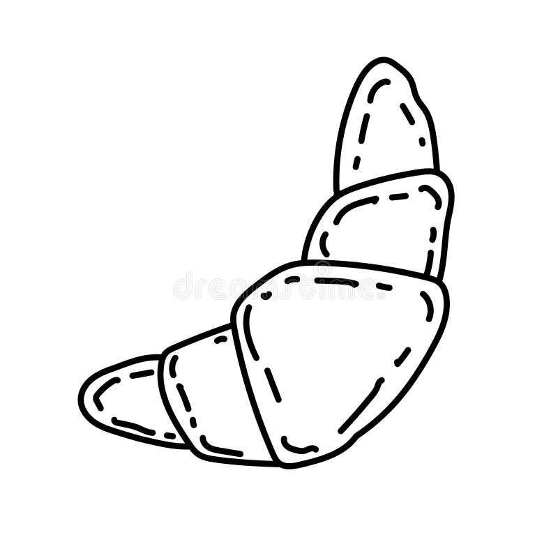 Croissants Icon Vector. Doodle Hand Drawn or Black Outline Icon Style ...
