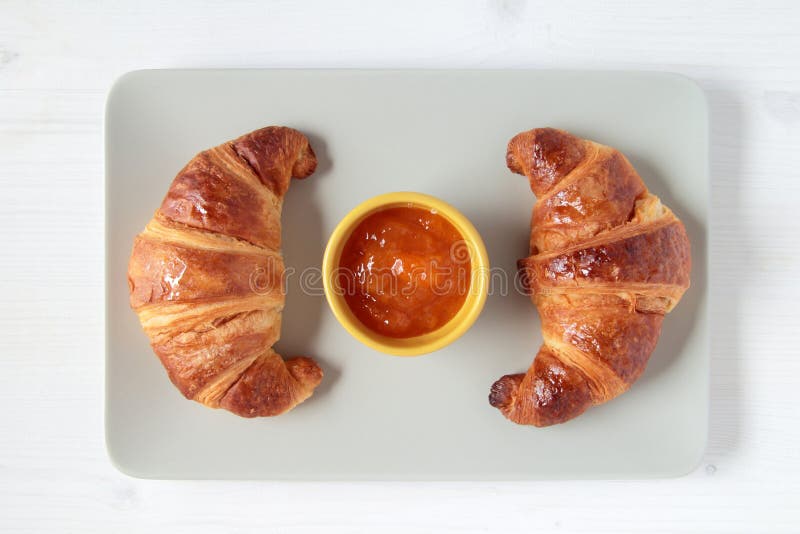 Croissants with jam stock photo. Image of table, teaspoon - 26195152