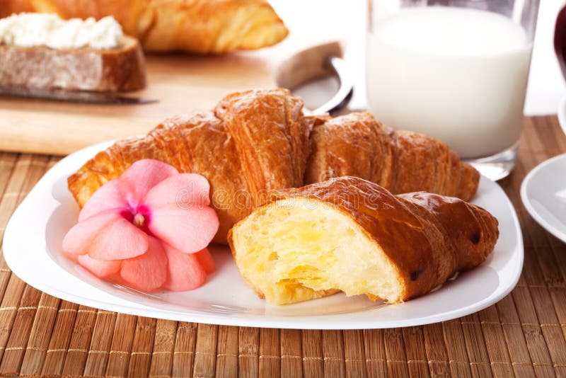 Croissants and milk stock photo. Image of crispy, baking - 36321684